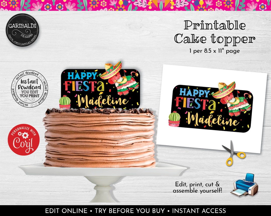 Editable Mexican Fiesta Cake Topper, Printable Cinco De Mayo Cake ...