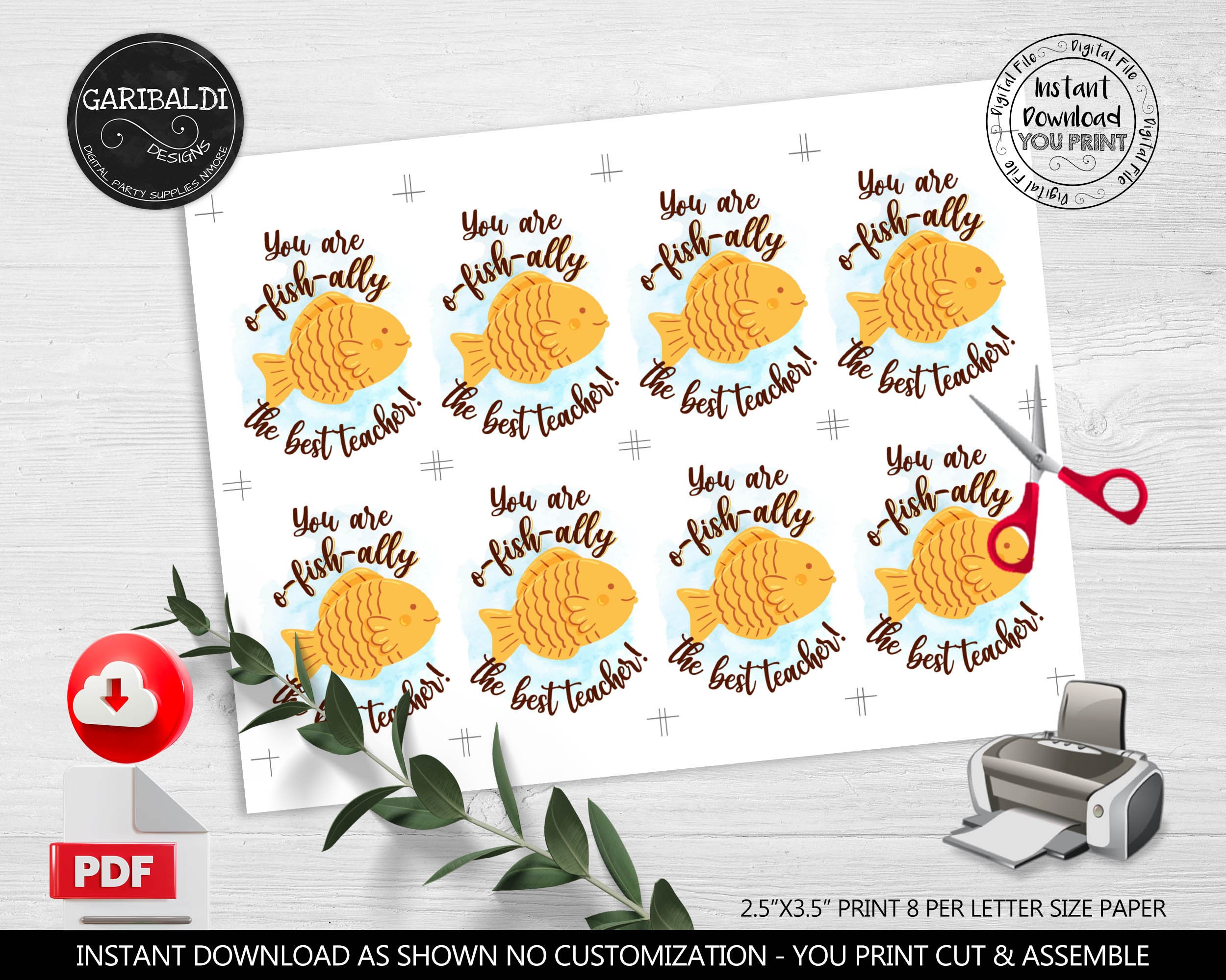 Teacher Appreciation Week Gift Tags You Are O-fish-ally the Best ...