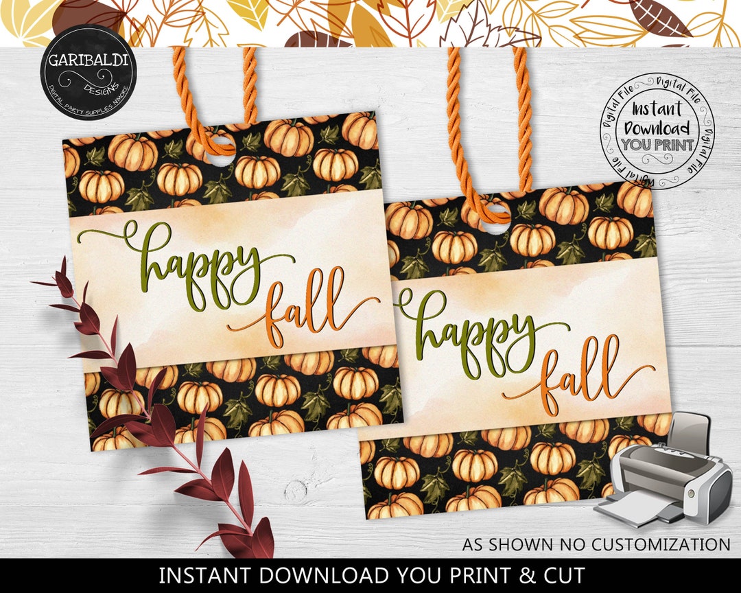 Instant Download Thanksgiving Favor Tags Printable Happy Fall Gift Tags ...