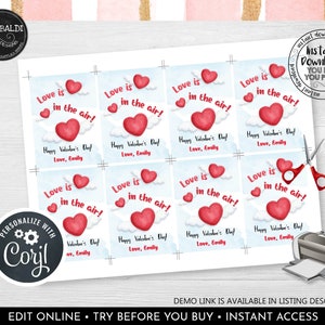 Editable Love is in the Air Card Valentine's Day Card Valentine's Day ...