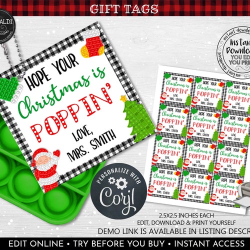 Pop It Tags Printable Christmas Gift Tags Favor Tags - Etsy