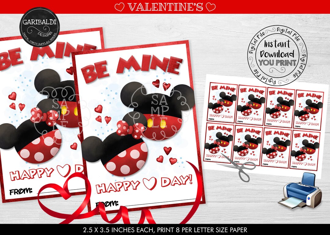 Instant Download Valentine's Day Cards Be Mine Valentine School Gift ...