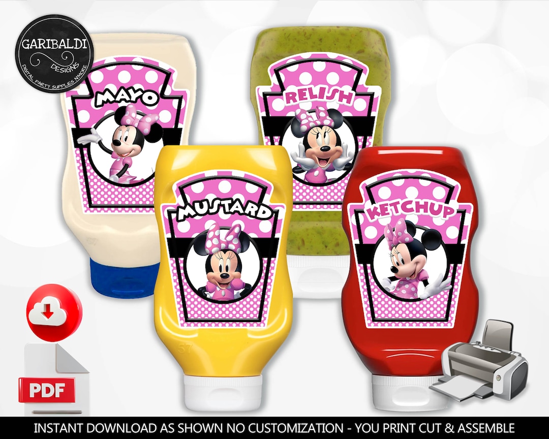 Minnie Condiment Labels Mayo Ketchup Mustard Relish Condiment Labels ...