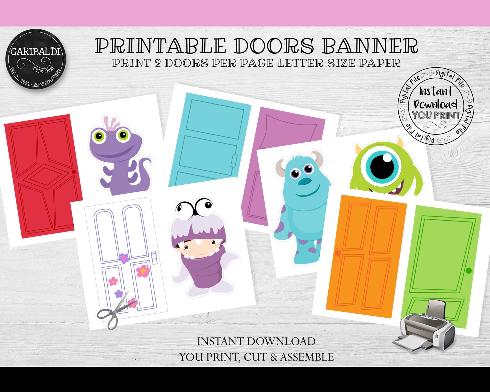 Instant Download Printable Monsters Banner Monsters Doors - Etsy México