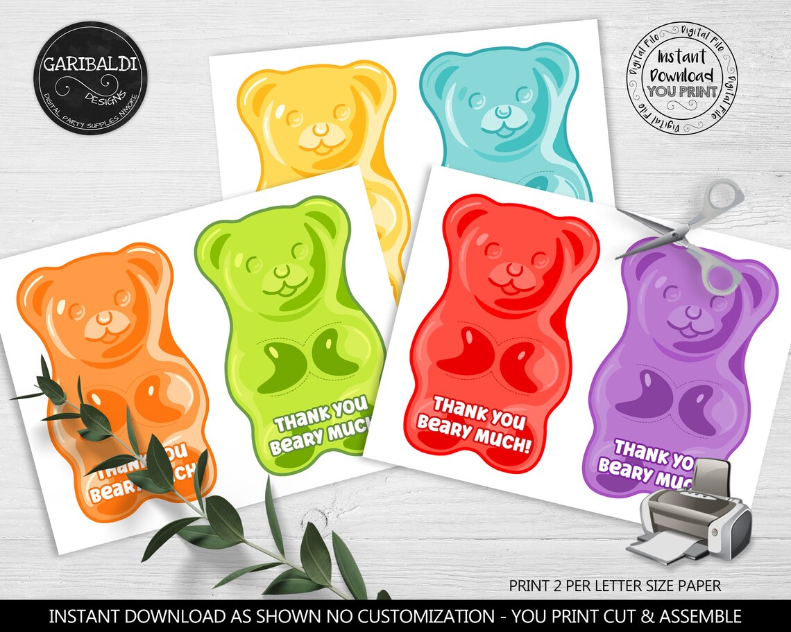 Gummy Bears Thank You Cards Holders Teacher Staff Coworkers ...