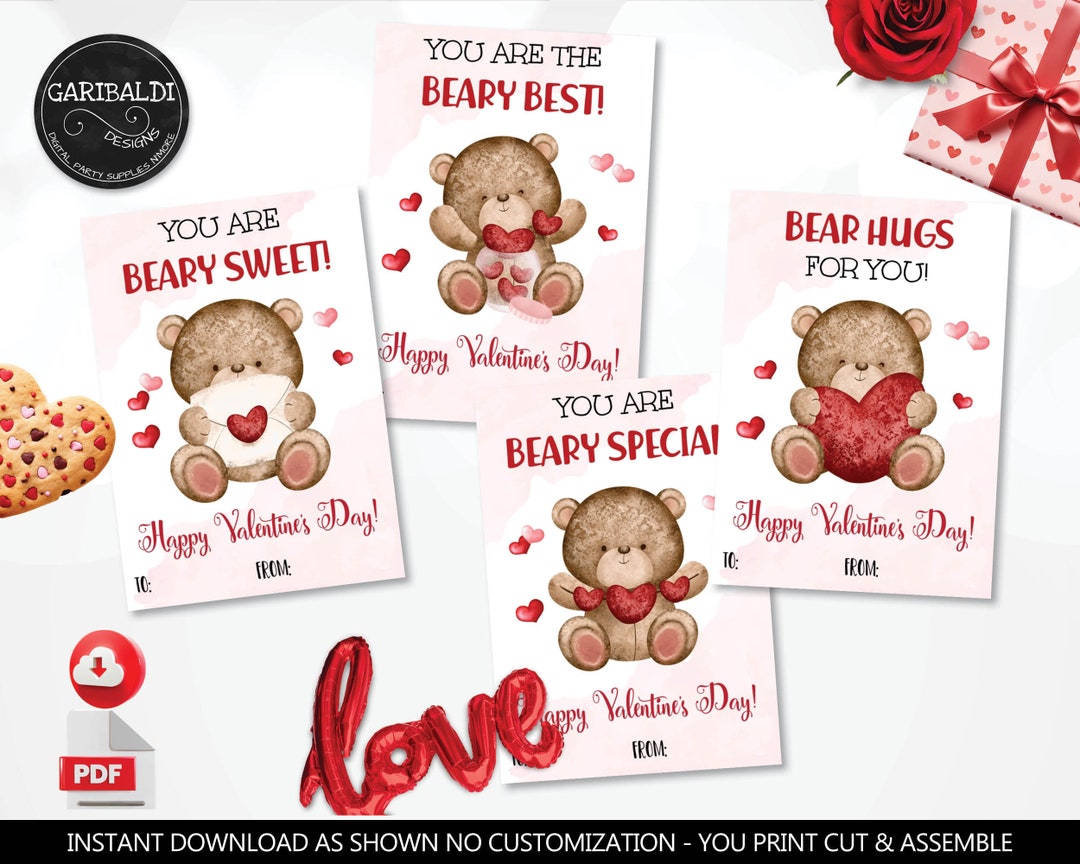 Printable Valentine's Day Cards Teddy Bear Valentine's Day School ...