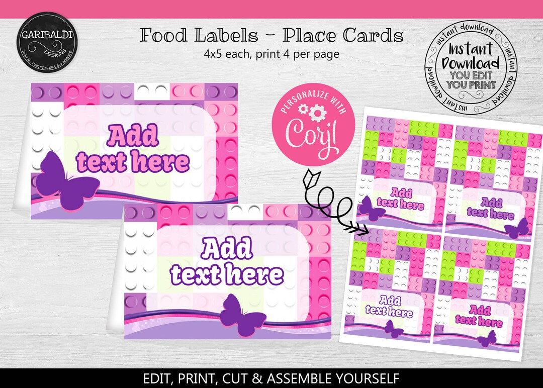 Editable Building Blocks Food Labels, Instant Download Building Blocks ...