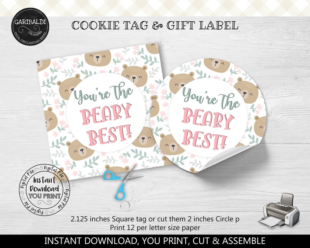 You Are the Beary Best Favor Tag Instant Download Teacher Appreciation ...