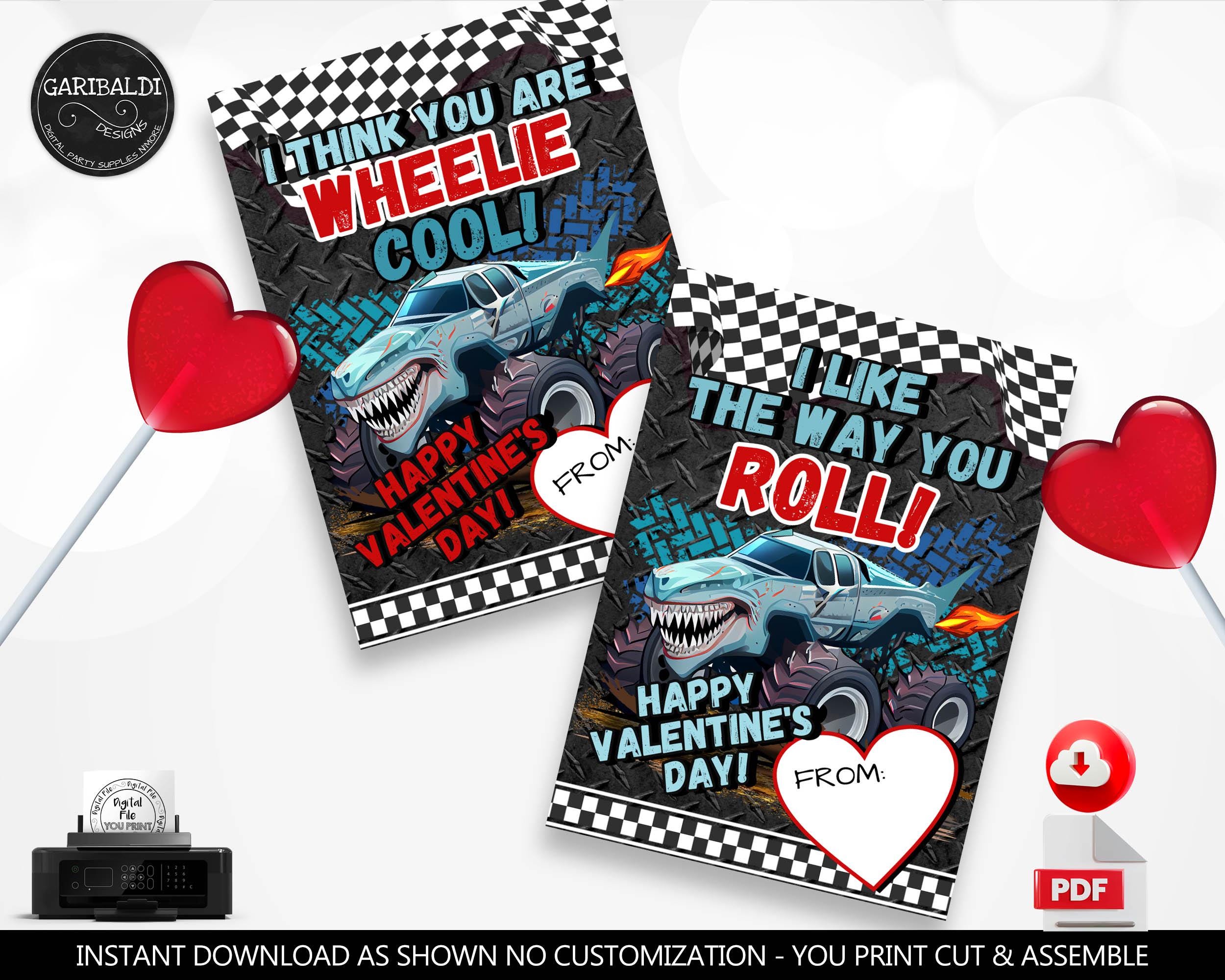 Monster Truck Valentine's Day Cards Truck Valentine's Day Teacher ...