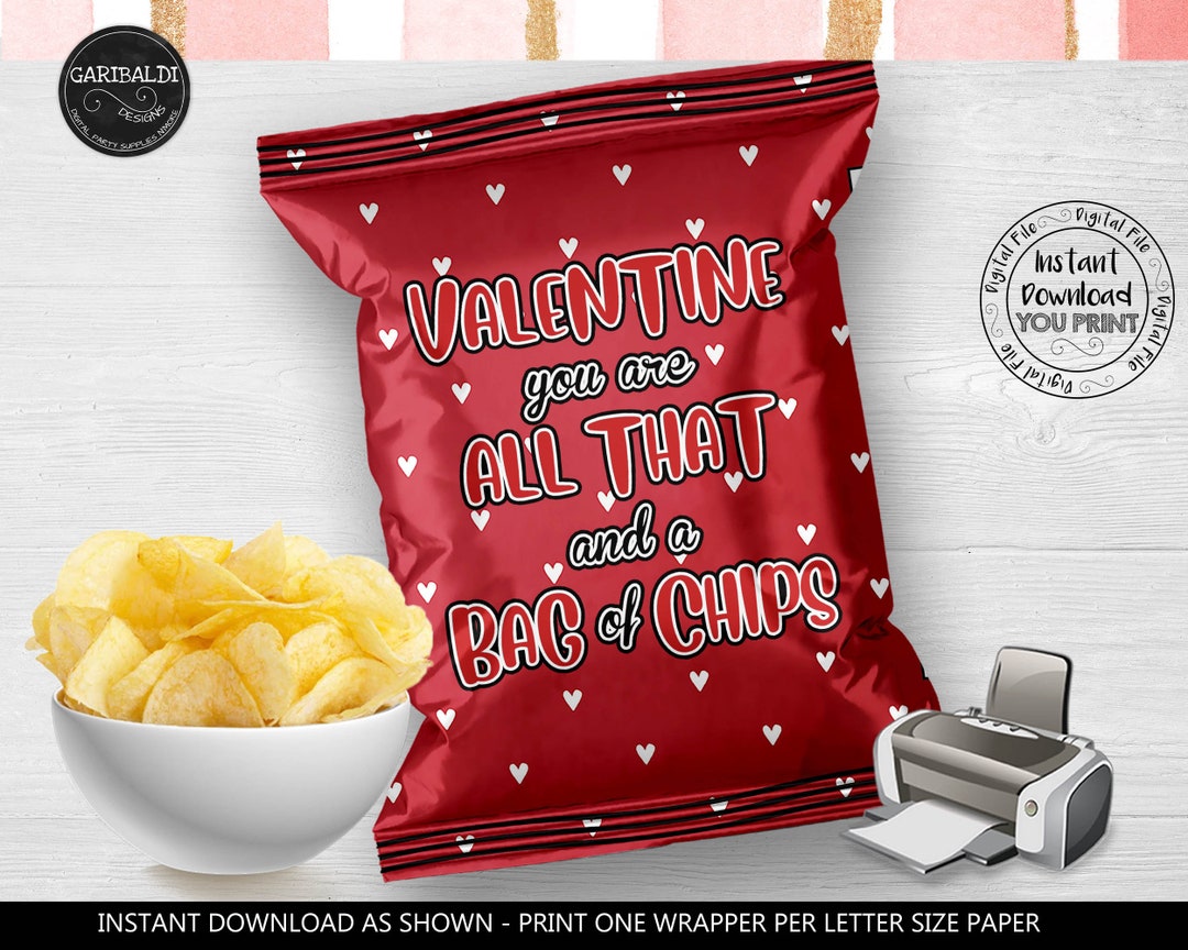 Instant Download Valentine's Day Chip Bags Valentine's Day Favors ...