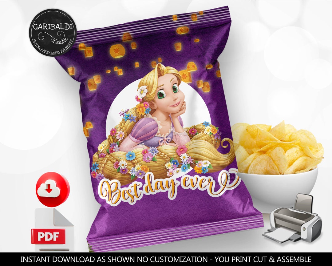 Rapunzel Chip Bag Wrapper Printable Tower Princess Chip Wrappers ...