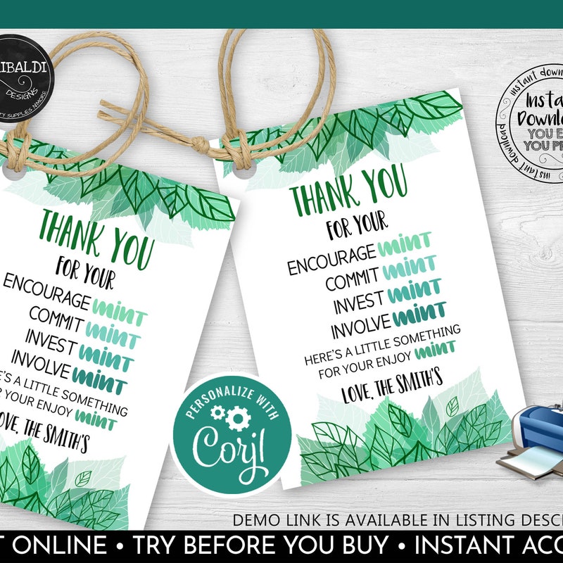 Mint Thank You - Etsy