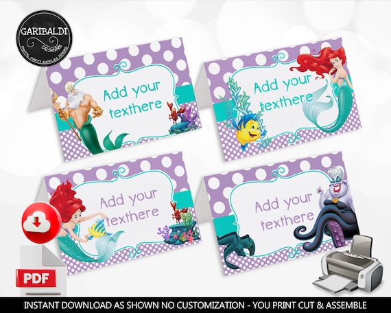 Little Mermaid Food Cards Printable