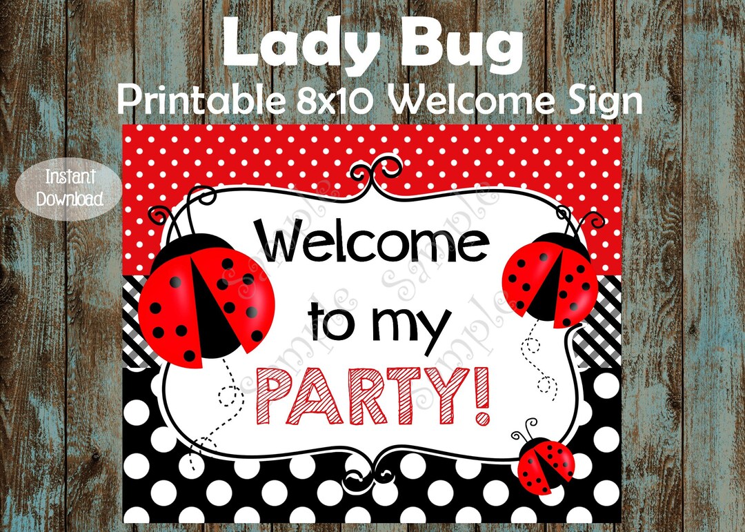 Printable Ladybug Welcome Party Sign, Ladybug Birthday Poster, Ladybug ...