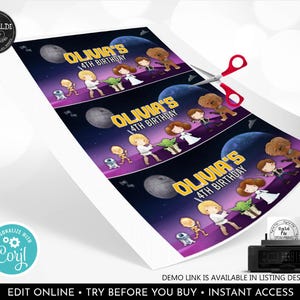 Editable Space Wars Gable Box Label Outer Space Gift Labels Star Space ...