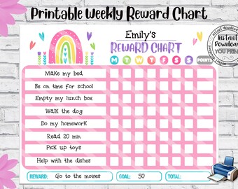 Diy Reward Chart | Etsy