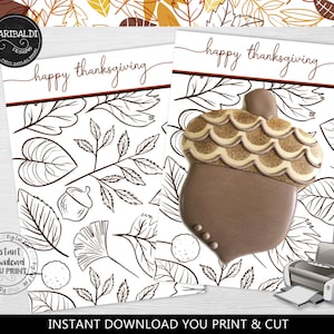 Printable Thanksgiving Cookie Card Printable Cookie Card Holder Instant ...