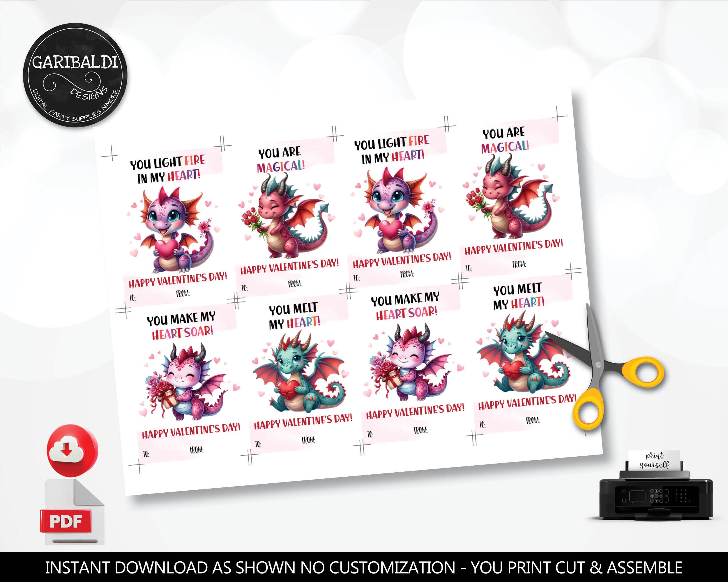 Printable Valentine's Day Cards Dragon Valentine's Day School Teacher ...