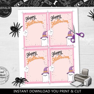 Printable Halloween Cookie Card Printable Pink Ghost Cookie Card Holder ...