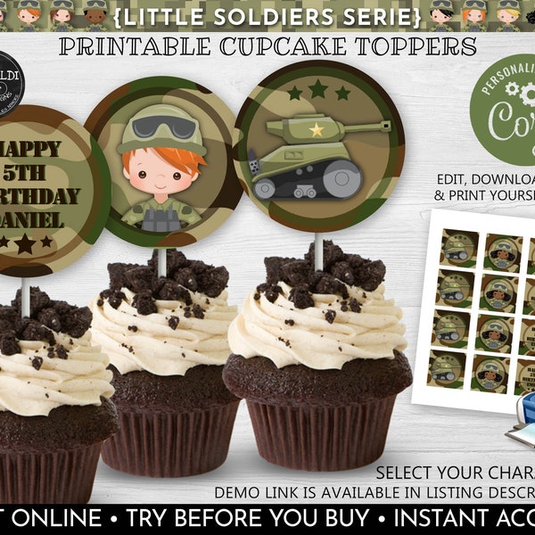 Army Cupcake Toppers - Etsy