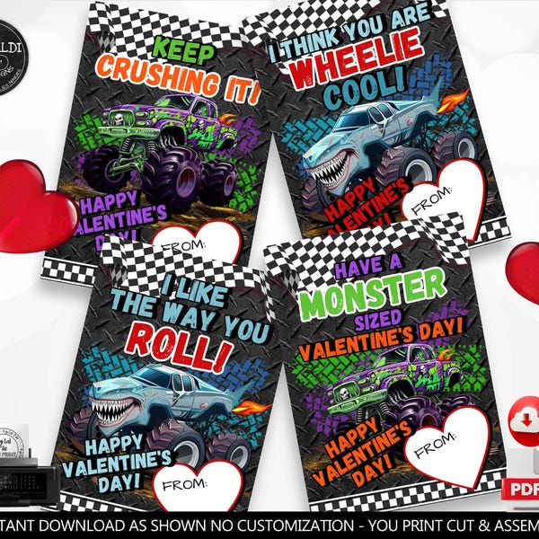 Monster Truck Valentine - Etsy