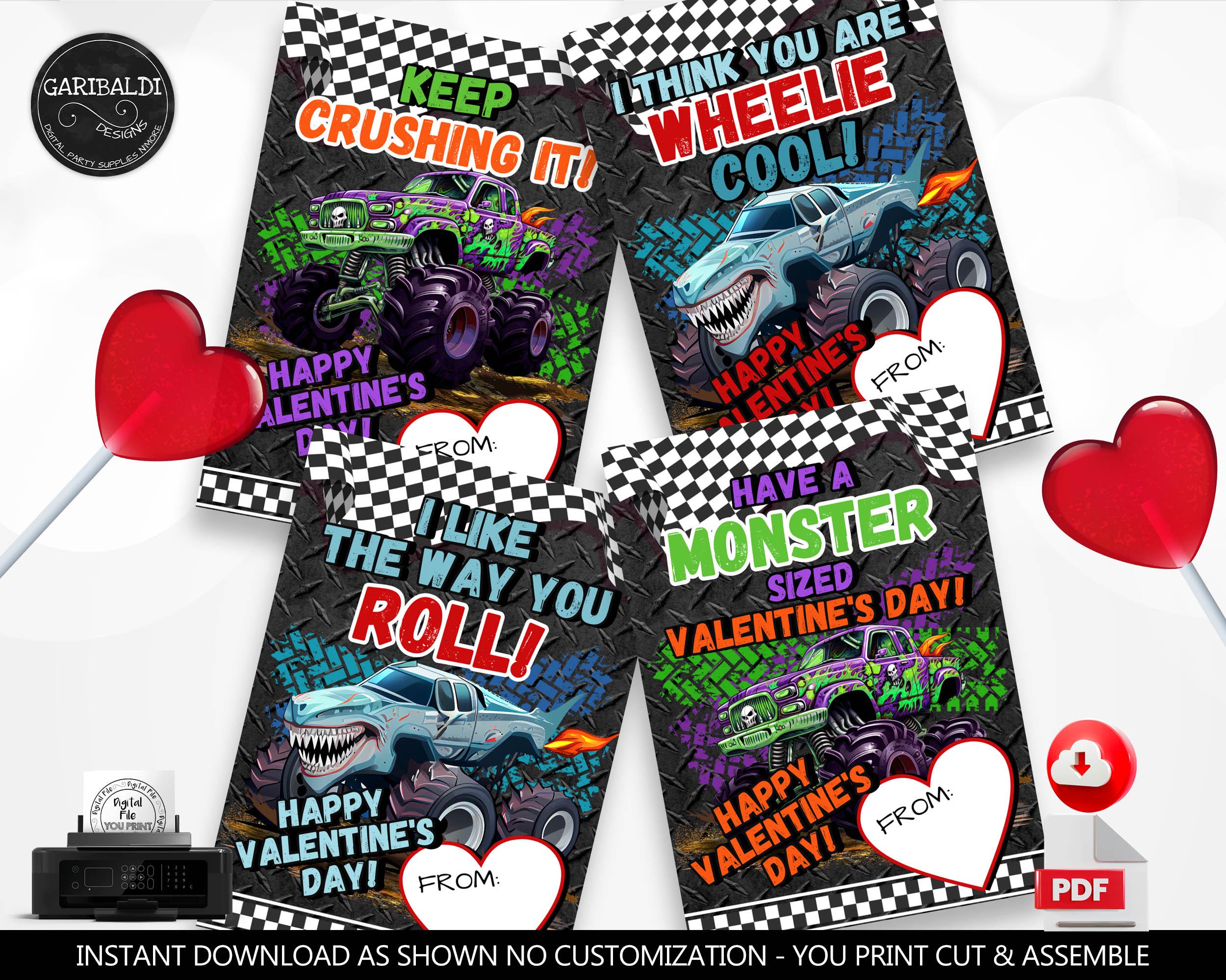 Monster Truck Valentine's Day Cards Truck Valentine's Day Teacher ...