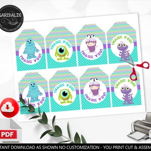 Monsters Favor Tags Cute Monster Gift Tags Monsters Thank You Tags Baby ...