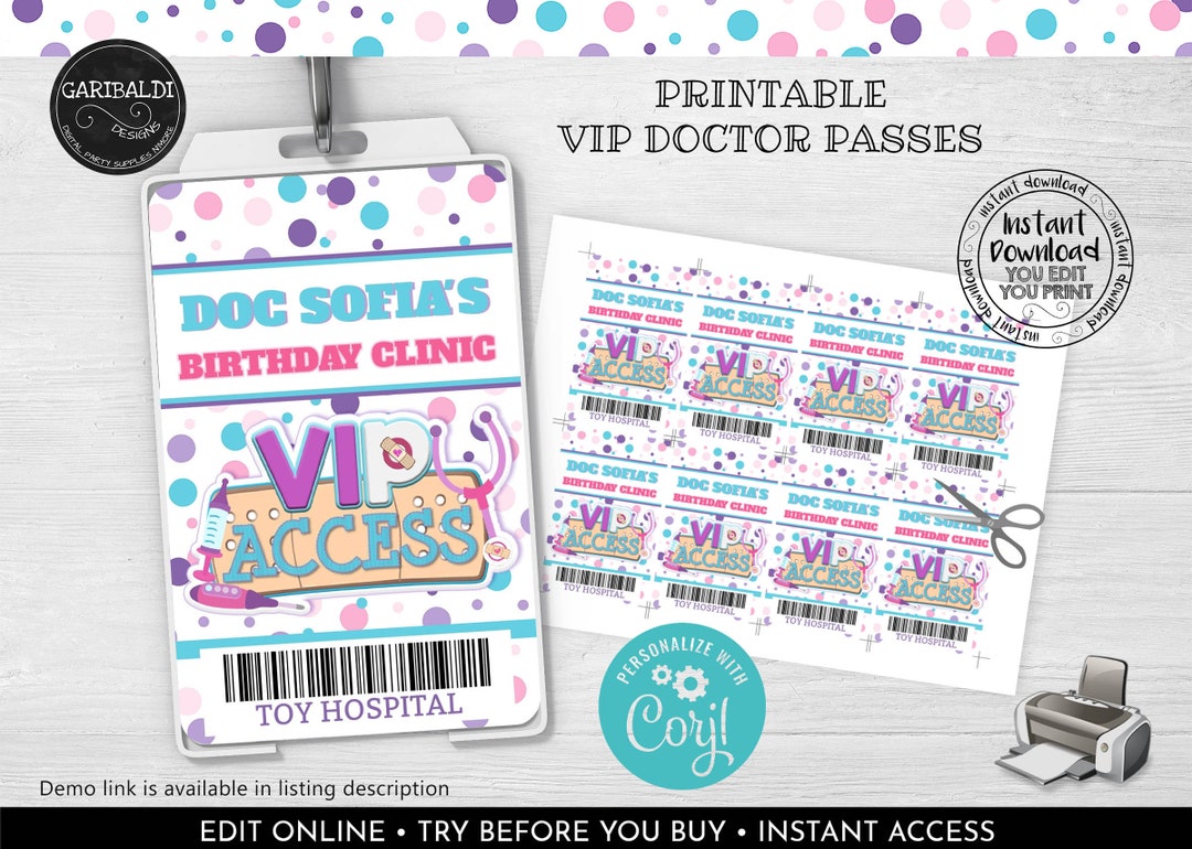 Editable Doctor Badges Instant Download Doc Passes Doctor Birthday ...