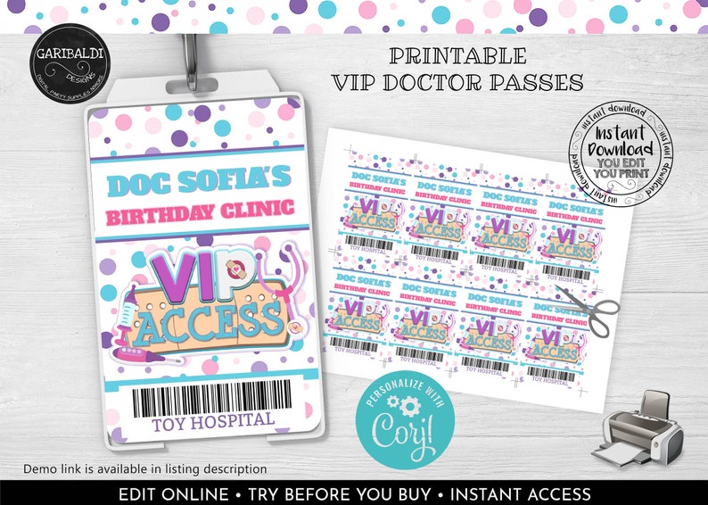 Editable Doctor Badges Instant Download Doc Passes Doctor Birthday ...