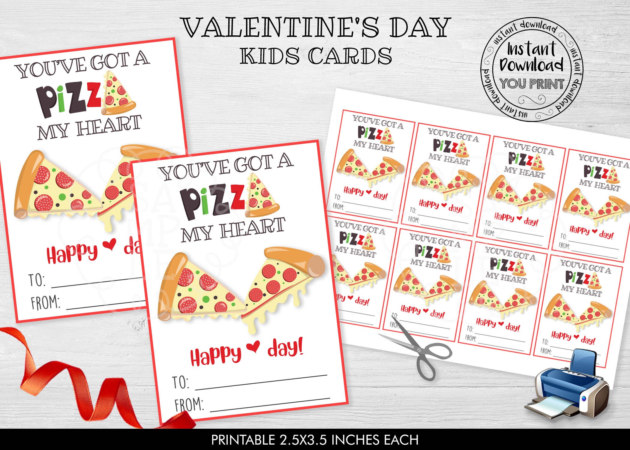 Pizza Valentine's Day Card You Have a Pizza My Heart Tag Printable ...
