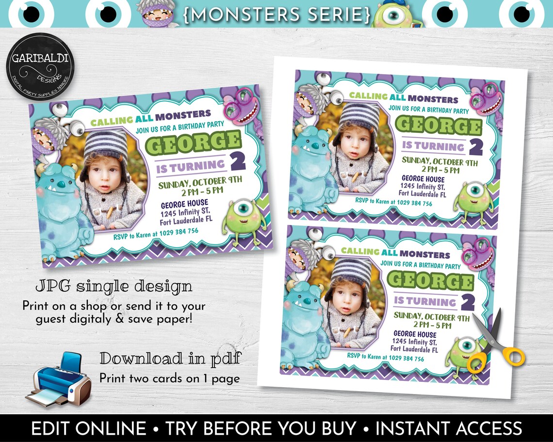 Editable Monsters Birthday Party Invitation Printable Monsters - Etsy