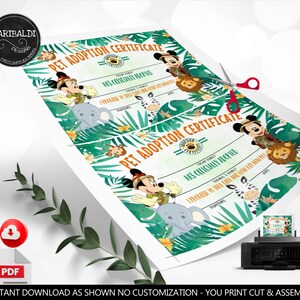 Adopt a Wild Animal Certificate Safari Party Animal Pet Adoption ...