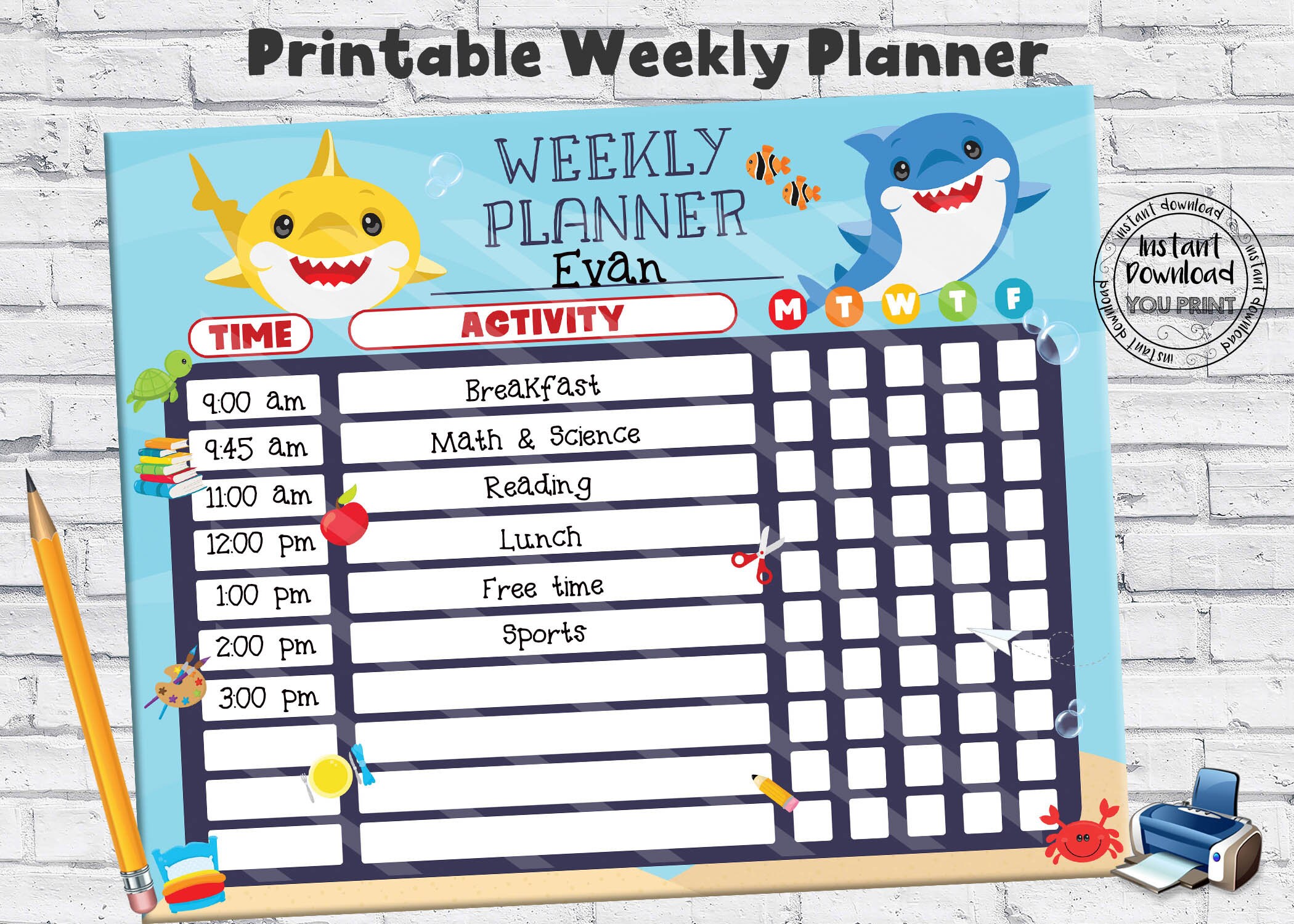 Instant Download Printable Shark Homeschool Planner Shark - Etsy
