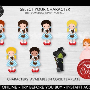 Editable Wizard of Oz Favor Tags Wizard of Oz Gift Tag Instant Download ...