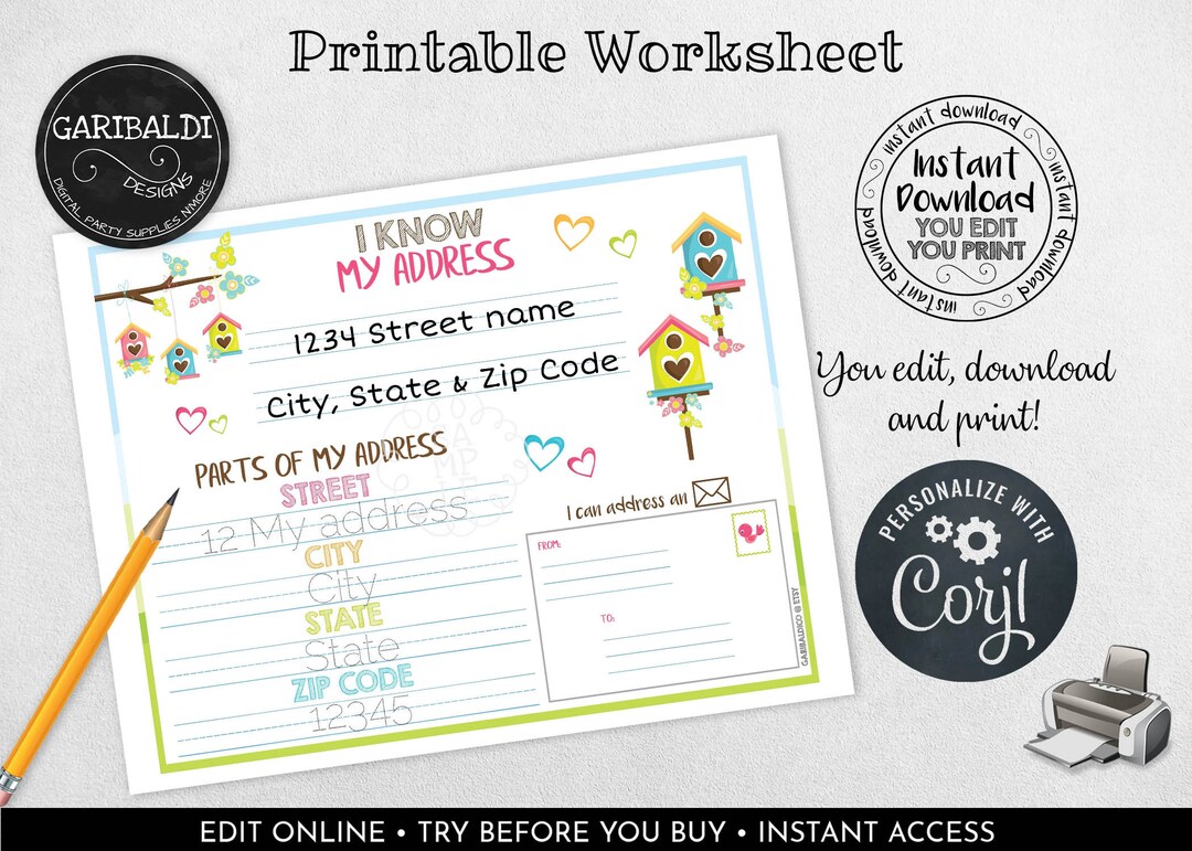 Editable My Address Worksheet I Know My Address Practice Worksheet ...