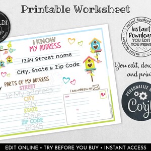 Editable My Address Worksheet I Know My Address Practice Worksheet ...