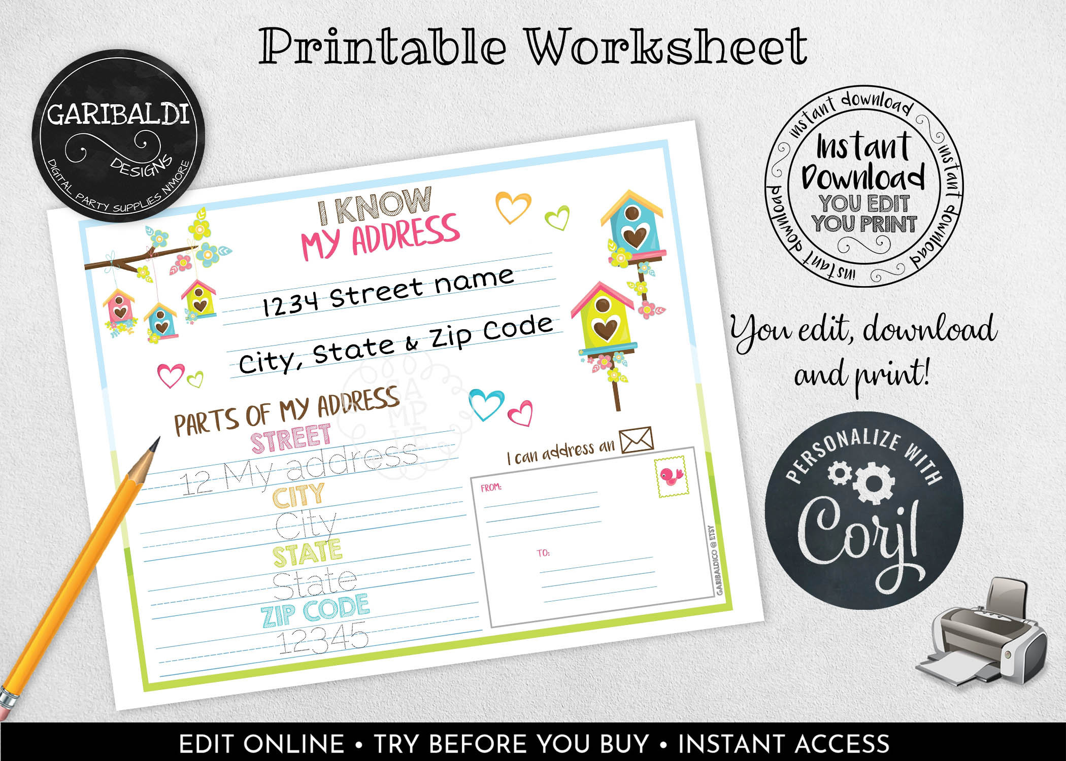 Editable My Address Worksheet I Know My Address Practice - Etsy France