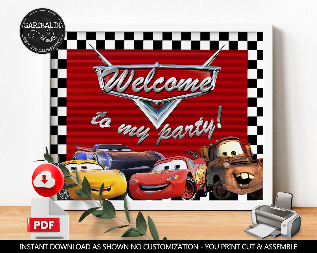 Race Cars Welcome Sign Cars Welcome to My Party Board Printable Cars ...