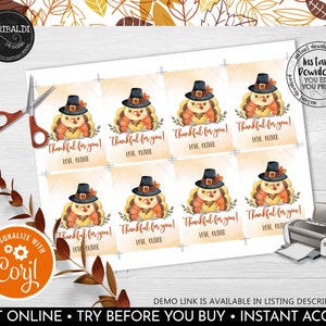 Editable Thanksgiving Gift Tags, Happy Thanksgiving Favor Tags ...