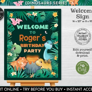 Editable Dinosaur Welcome Sign Printable Dinosaur Poster Dinosaur ...