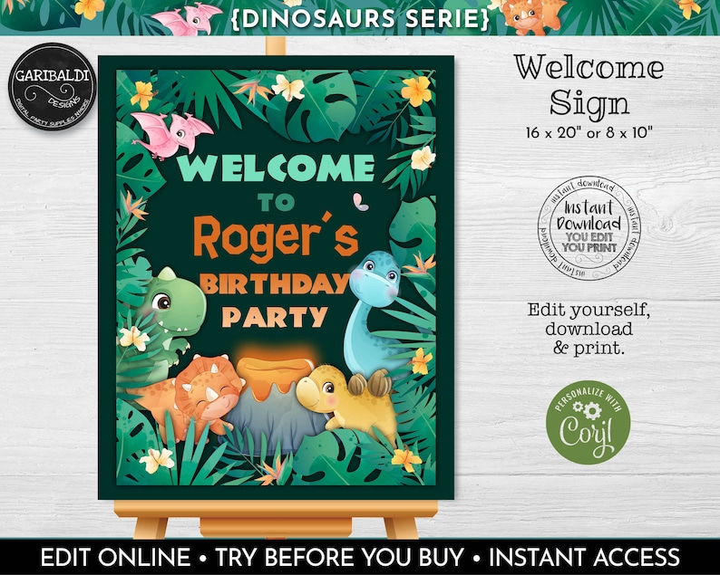 Editable Dinosaur Welcome Sign Printable Dinosaur Poster - Etsy