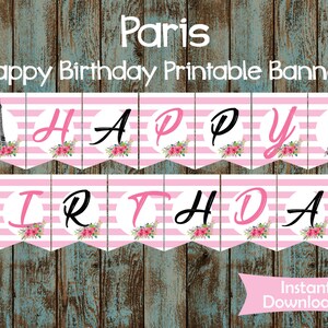 Printable Paris Happy Birthday Banner, Paris Banner, Paris Party ...