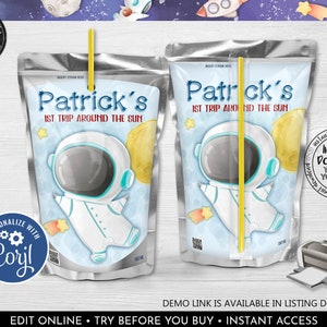 Editable Outer Space Juice Pouch Labels Template Galaxy Party Decor ...