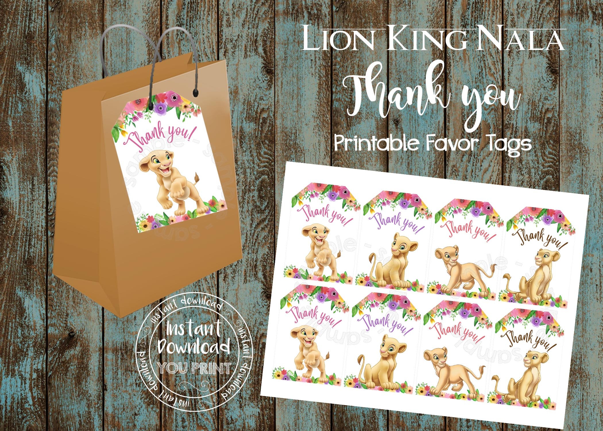 Printable Nala Favor Tags Lion King Nala Gift Tags Lion King | Etsy