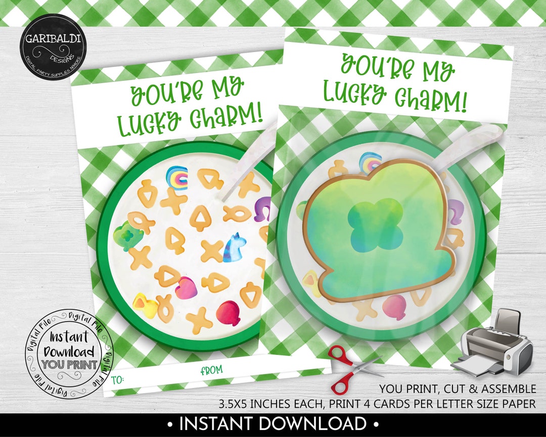 Instant Download You're My Lucky Charm Cookie Card, Printable St ...
