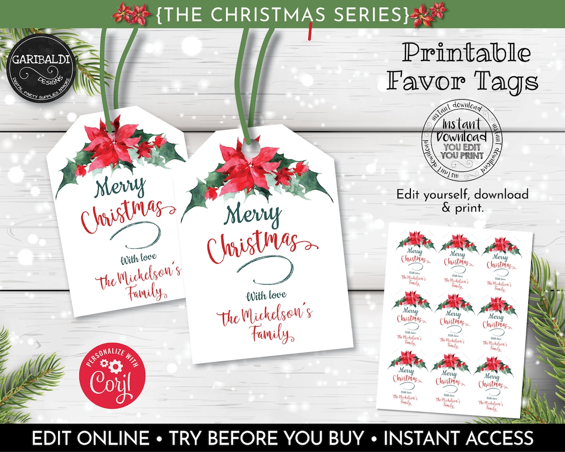 Editable Christmas Gift Tags Instant Download Christmas Tags - Etsy
