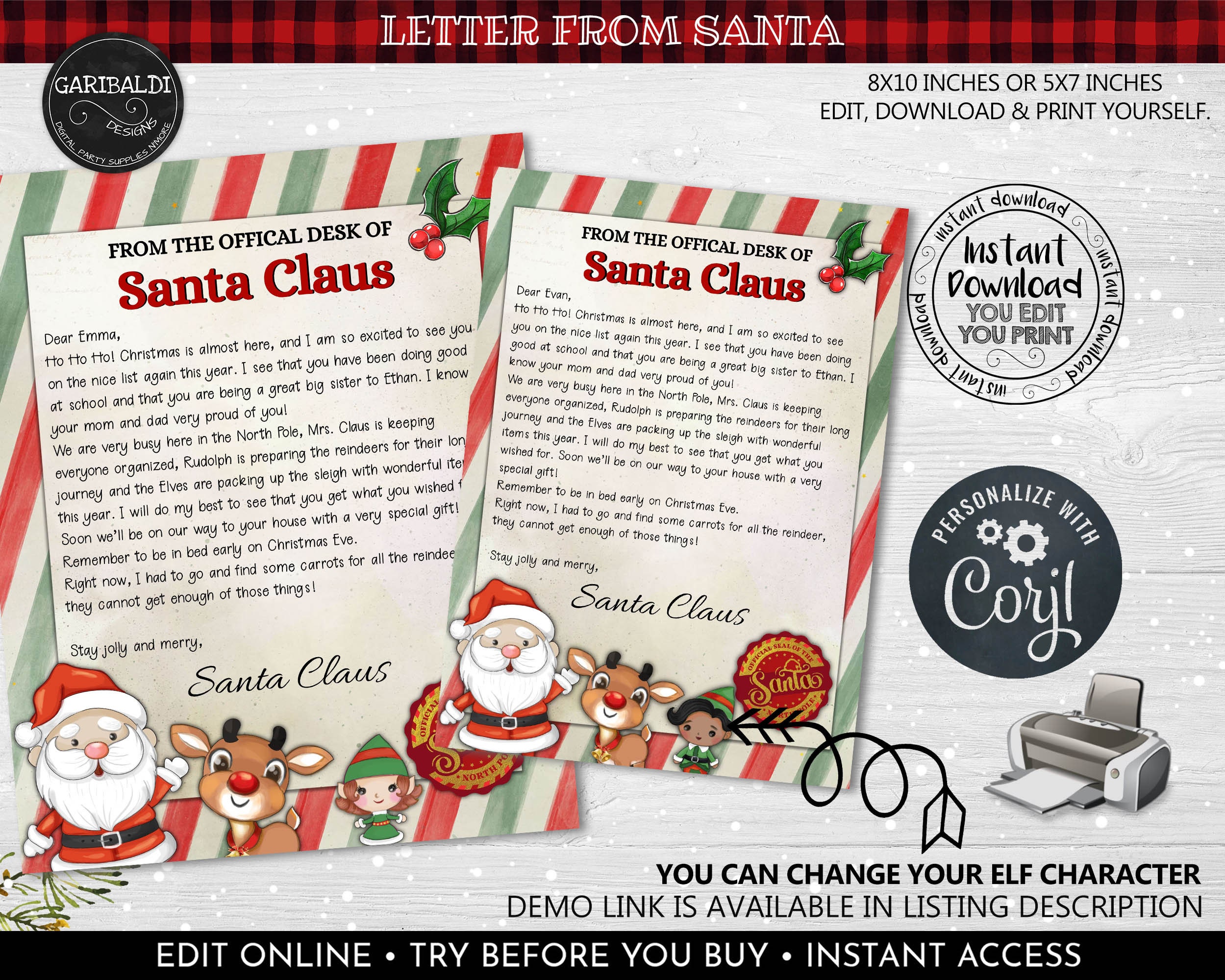 Editable Letter From Santa Instant Download Christmas Eve - Etsy Australia