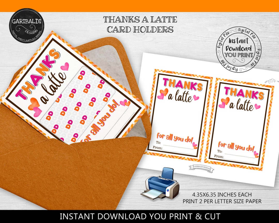 Valentine's Thanks a Latte Card Holder Coffee Gift Card Holder ...
