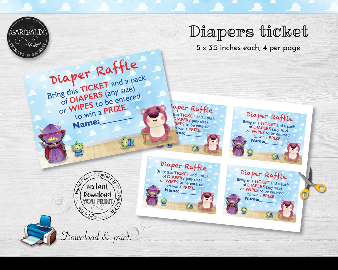 Printable Diaper Raffle Ticket Toy Story Diaper Raffle Insert Card Toy ...