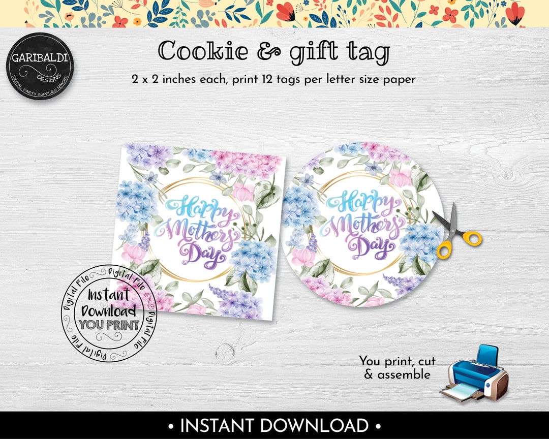 Happy Mother's Day Gift Tag, Instant Download Mother's Day Floral Gift ...